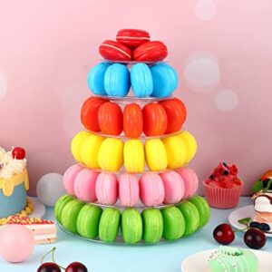 Juexica 6 Tiers Round Macaron Tower Stand 2 Pieces Plastic Cake Display Rack Macaron Display Wedding Cupcake Stand Food Serving Stands Clear Dessert Stands for Wedding Baby Shower Birthday Decor