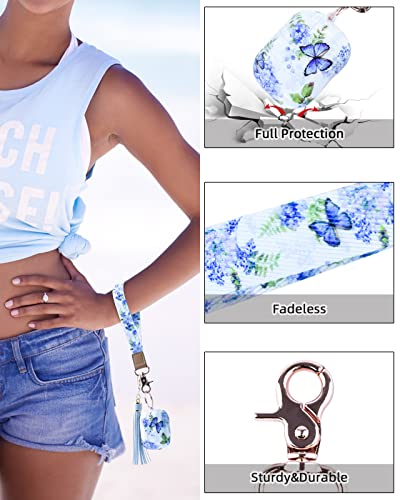 AirPod Pro Case with Wristlet Keychain Wrist Lanyard, OULRAEFS Hard AirPods Pro Case Cute Protective Case Cover with Key Lanyard for Airpods Pro 2019, Gifts for Women Girls, Butterfly