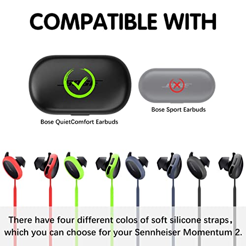 Woocon for Bose QuietComfort Eaebuds Strap, Soft Silicone Sports Anti Lost Strap Lanyard Special Anti-slip Texture Design Accessories Compatible with Bose QuietComfort Earbuds Neck Rope Cord(Black)