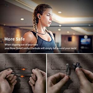 Woocon for Bose QuietComfort Eaebuds Strap, Soft Silicone Sports Anti Lost Strap Lanyard Special Anti-slip Texture Design Accessories Compatible with Bose QuietComfort Earbuds Neck Rope Cord(Black)