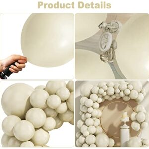 Sand White Balloons, 94 Pcs 18/12/10/5 Inch Nude White Balloons Different Sizes, White Cream Balloons Garland Arch Kit for Birthday Baby Shower Wedding Bridal Shower Party Decorations