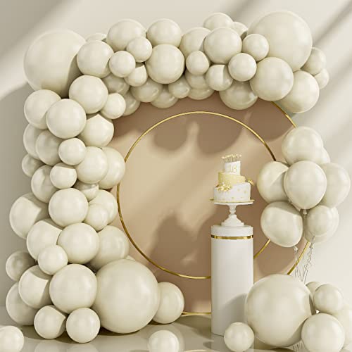 Sand White Balloons, 94 Pcs 18/12/10/5 Inch Nude White Balloons Different Sizes, White Cream Balloons Garland Arch Kit for Birthday Baby Shower Wedding Bridal Shower Party Decorations