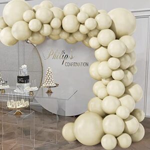 Sand White Balloons, 94 Pcs 18/12/10/5 Inch Nude White Balloons Different Sizes, White Cream Balloons Garland Arch Kit for Birthday Baby Shower Wedding Bridal Shower Party Decorations