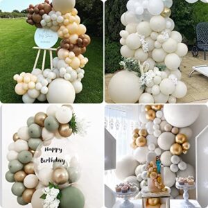 Sand White Balloons, 94 Pcs 18/12/10/5 Inch Nude White Balloons Different Sizes, White Cream Balloons Garland Arch Kit for Birthday Baby Shower Wedding Bridal Shower Party Decorations