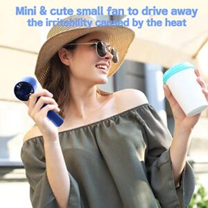 HITNEXT Mini Handheld Fan, Portable Handheld Fan Personal Small Fan 2000mAh Battery Operated, 3 Speed USB Rechargeable Fan for Travel Home Office Outdoor (Blue)