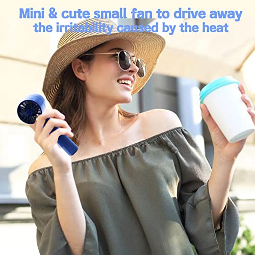 HITNEXT Mini Handheld Fan, Portable Handheld Fan Personal Small Fan 2000mAh Battery Operated, 3 Speed USB Rechargeable Fan for Travel Home Office Outdoor (Blue)