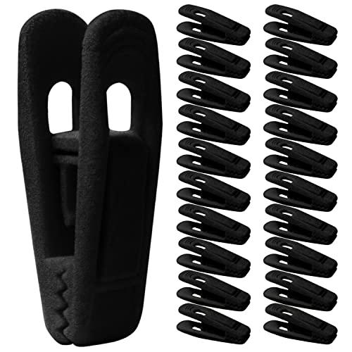 LHMTQVK 20 PCS Velvet Hangers Clips Clothes Pins Clips Strong Velvet Clips Fit Clips for Velvet Hangers Perfect for Thin Velvet Hangers (Black)