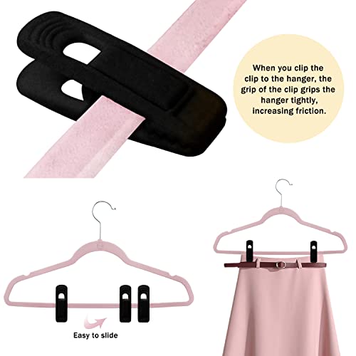 LHMTQVK 20 PCS Velvet Hangers Clips Clothes Pins Clips Strong Velvet Clips Fit Clips for Velvet Hangers Perfect for Thin Velvet Hangers (Black)