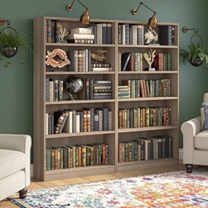 Bush Furniture Universal Tall 5 Shelf Bookcase in Natural Cherry