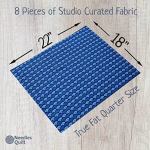 Needles Quilt Studio - 8 Fat Quarters 22" X 18" (Beach House) | Cotton Quilting Fabric Bundles - Quarter Yard Material for Sewing & Quilters - Precut Bundle Pattern Cloth Packs