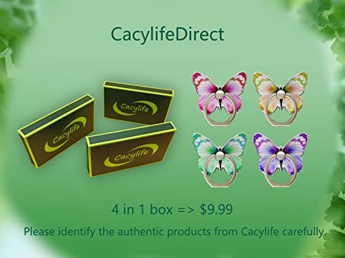 Cacylife Cute Butterfly Cellphone Stand Set,Kawaii Ring Holder Grip For Girls and Women,Compatible with iPhone,Samsung Galaxy,iPad,Tablet and other Phones or Case(4 Pack with Pink,Yellow,Purple,Green)