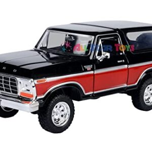 1978 Ford Bronco 1:24 Diecast Model Car SUV Motormax 79371 (Black with Red)