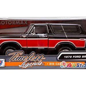 1978 Ford Bronco 1:24 Diecast Model Car SUV Motormax 79371 (Black with Red)