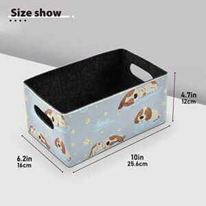 Sweet Dreams Dogs Storage Basket Felt Storage Bin Collapsible Toy Boxs Convenient Box Organizer for Kids Bedroom Magazine