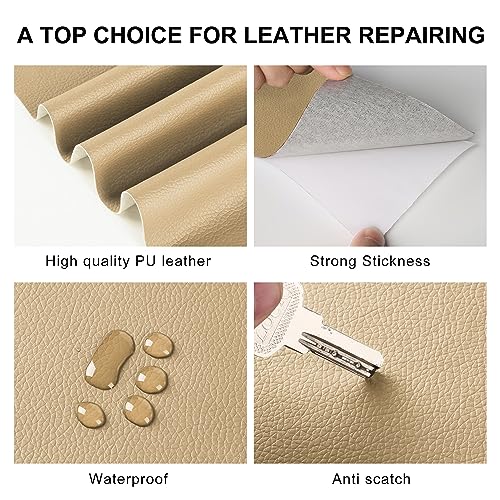 YAFLC Self Adhesive Leather Repair Tape Kit, 4"x 63" Leather Repair Patch for Furniture, Leather Repair Patch for Car seat, Sofas, Couch, Boat Seat （Beige Yellow）