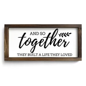 pinetree art and so together they built a life they loved sign 8 x 16 inches, wall decor farmhouse vintage framed love signs rustic bedroom wall decor home decoration