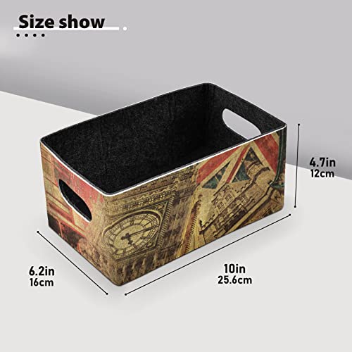 Textured Icons London Storage Basket Felt Storage Bin Collapsible Toy Boxs Decorative Baskets Organizer for Pet Supplies Magazine