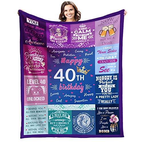 40th Birthday Gifts for Women 40 Year Old Birthday Gifts 40 Year Blanket Gifts 40th Funny Gift Idea 40th Birthday Gift Ideas Gifts for 40 Year Old Female Women Girl Bestie Sister (40th, 50"x60")