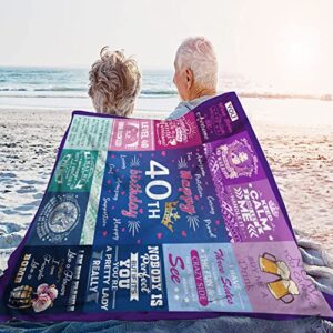 40th Birthday Gifts for Women 40 Year Old Birthday Gifts 40 Year Blanket Gifts 40th Funny Gift Idea 40th Birthday Gift Ideas Gifts for 40 Year Old Female Women Girl Bestie Sister (40th, 50"x60")