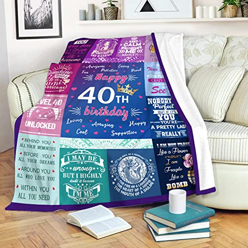 40th Birthday Gifts for Women 40 Year Old Birthday Gifts 40 Year Blanket Gifts 40th Funny Gift Idea 40th Birthday Gift Ideas Gifts for 40 Year Old Female Women Girl Bestie Sister (40th, 50"x60")