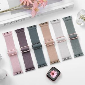 Stretchy Nylon Solo Loop Band Compatible with Apple Watch Bands 38mm 40mm 41mm 42mm 44mm 45mm,Braided Sport Elastic Strap Wristbands for iWatch Apple Watch Series 8 7 6 SE 5 4 3 2 Women Men Starlight