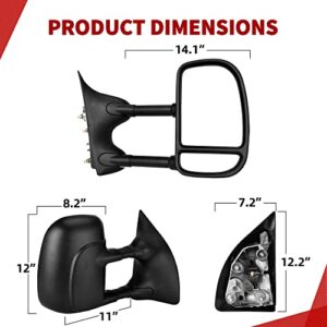 YITAMOTOR Tow Mirrors Compatible with 1999-2016 Ford F250 F350 F450 F550 Super Duty, 2001-2005 Ford Excursion Maually Adjustable Pair Set