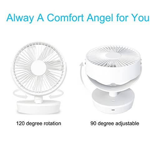 Oscillating Desk Fan, 6 inches 11 Speeds Battery Operated Quiet Desktop Cooling Table Fan for Office Home Bedroom Dorm Baby Patios Outdoor