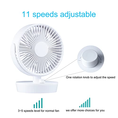 Oscillating Desk Fan, 6 inches 11 Speeds Battery Operated Quiet Desktop Cooling Table Fan for Office Home Bedroom Dorm Baby Patios Outdoor