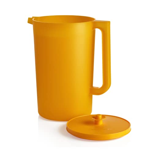 TUPPERWARE Brand Impressions Classic Sheer Pitcher with Lid, Papaya - 1 Gallon - Dishwasher Safe & BPA Free - Mess-Free, Reusable Plastic Pitcher - Extra Large Capacity