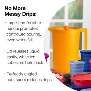 TUPPERWARE Brand Impressions Classic Sheer Pitcher with Lid, Papaya - 1 Gallon - Dishwasher Safe & BPA Free - Mess-Free, Reusable Plastic Pitcher - Extra Large Capacity