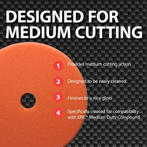 Malco Epic Orange Foam Medium Duty Pad 6.5 inch - Orbital Polishing Pad for P2500 Sand Scratches/Use Epic Medium-Duty Compound (109132) / Swirl-Free and Dust-Free Finish / (840002)