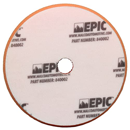 Malco Epic Orange Foam Medium Duty Pad 6.5 inch - Orbital Polishing Pad for P2500 Sand Scratches/Use Epic Medium-Duty Compound (109132) / Swirl-Free and Dust-Free Finish / (840002)