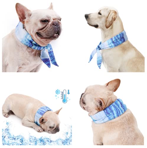 Dog Cooling Bandana Pet Cooling Scarf Dog Cooling Scarf Pet Summer Ice Collar Dog Cooling Collar (Small, Blue)