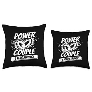 Anniversary Gifts For Him & Her Married 1 Year-Power Couple-1st Wedding Anniversary Throw Pillow, 16x16, Multicolor