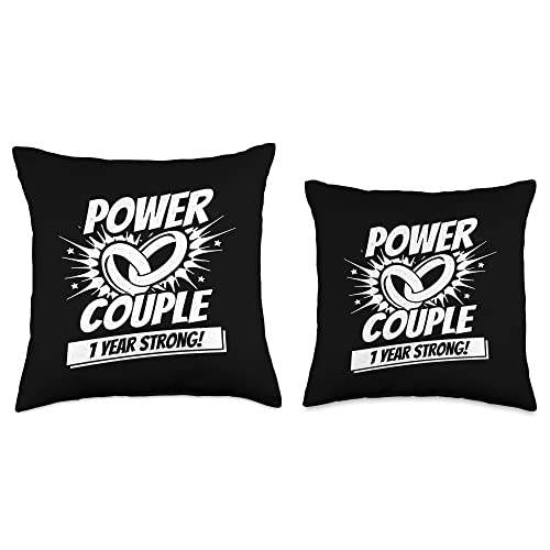 Anniversary Gifts For Him & Her Married 1 Year-Power Couple-1st Wedding Anniversary Throw Pillow, 16x16, Multicolor