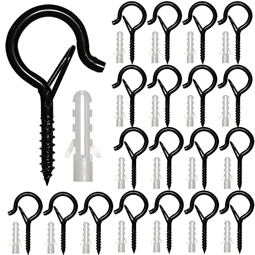 Sivya 20 Pack Outdoor Hanging Hooks Screw Hooks Wall Cabinet Ceiling Hooks with Safety Buckle Design