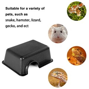 Lucky Interests 2 pcs Reptile Hide Box, Reptile Gecko Cave with Texture, Reptile and Amphibians Hide Hideout Houses for Lizard Turtle Gecko Chameleon Spider Scorpion with 2 Reptile Food Bowl (S, L)