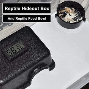 Lucky Interests 2 pcs Reptile Hide Box, Reptile Gecko Cave with Texture, Reptile and Amphibians Hide Hideout Houses for Lizard Turtle Gecko Chameleon Spider Scorpion with 2 Reptile Food Bowl (S, L)