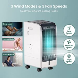 COSTWAY Evaporative Air Cooler, Portable 3-in-1 Air Cooler with Remote Control, 60° Oscillation, 2 Ice Crystal Boxes, 8-Hour Timer, Ultra Quiet Bladeless Evaporative Cooler for Bedroom Home Office