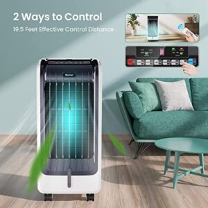 COSTWAY Evaporative Air Cooler, Portable 3-in-1 Air Cooler with Remote Control, 60° Oscillation, 2 Ice Crystal Boxes, 8-Hour Timer, Ultra Quiet Bladeless Evaporative Cooler for Bedroom Home Office