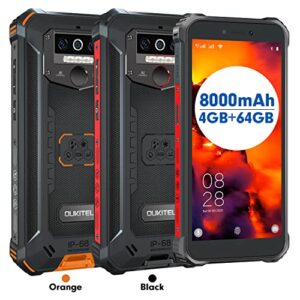 OUKITEL WP5 Pro Rugged Unlocked Smartphone, 5.5''HD+ Screen, 8000mAh Battery Rugged Cell Phone, 4GB+64GB Android, IP68 Waterproof 4G LTE Dual Cellphone, Face ID Fingerprint GPS