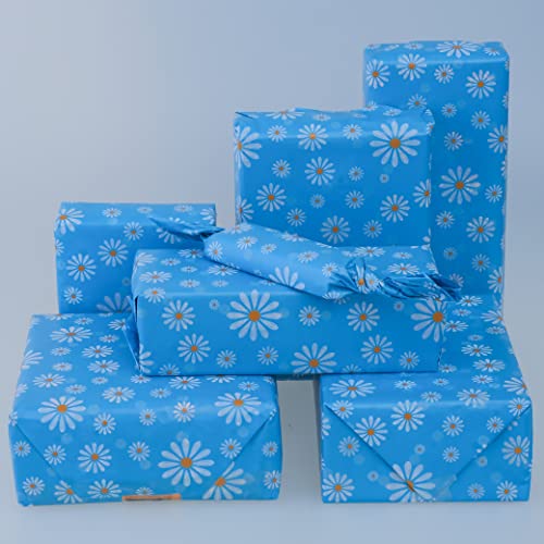 60 Sheets Blue Daisy Floral Print Tissue Paper for Gift Bags Wrapping Tissue Paper Sheets Flower Gift Wrap Tissue for Birthday Baby Shower Party Favor Decor Craft Gift Packing Bag Box,13.8 x 19.7"