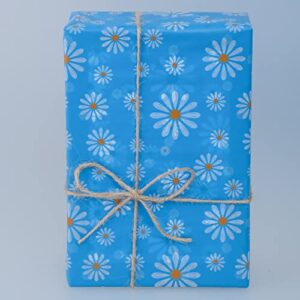 60 Sheets Blue Daisy Floral Print Tissue Paper for Gift Bags Wrapping Tissue Paper Sheets Flower Gift Wrap Tissue for Birthday Baby Shower Party Favor Decor Craft Gift Packing Bag Box,13.8 x 19.7"