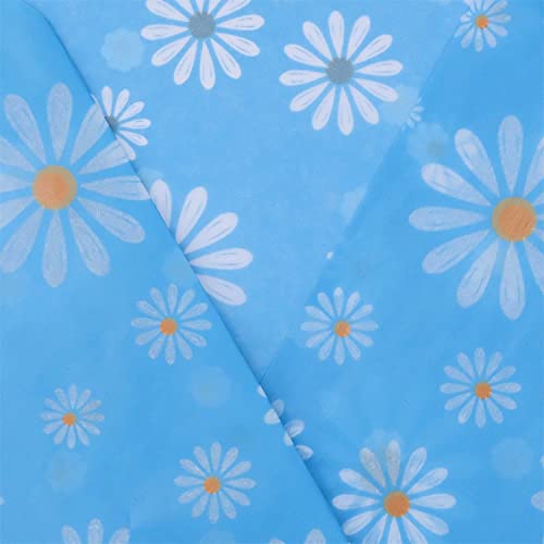 60 Sheets Blue Daisy Floral Print Tissue Paper for Gift Bags Wrapping Tissue Paper Sheets Flower Gift Wrap Tissue for Birthday Baby Shower Party Favor Decor Craft Gift Packing Bag Box,13.8 x 19.7"