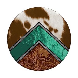 Cowhide Turquoise Brown Pattern Cool Cow Animal Print PopSockets Swappable PopGrip