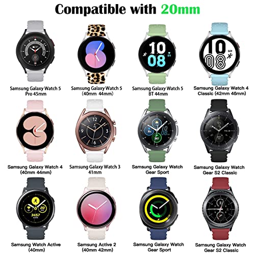 6 Pack Bands Compatible with Samsung Galaxy Watch 5 Band 40mm 44mm/5 Pro 45mm, Galaxy Watch 4 Band 40mm 44mm/Watch 4 Classic/Galaxy Watch 3 41mm, 20mm Slim Sport Lace Silicone Wristband for Women