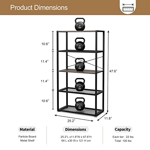 Vicodabo 5 Tier Multipurpose Free Standing Shelves, Heavy Duty Industrial Organizer Open Shelving Unit, Ideals for Living Room, Kitchen, Bedroom and Office