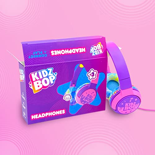 Kidz Bop Wired Headphones for Kids | Microphone | 3.5mm Plug | Volume Limiting 85dB/94dB | Soft Pads | Adjustable | School Use | Christmas 2022 Present | Gift 3 4 5 6 7 8+ Year Old Girls Boys Toddlers