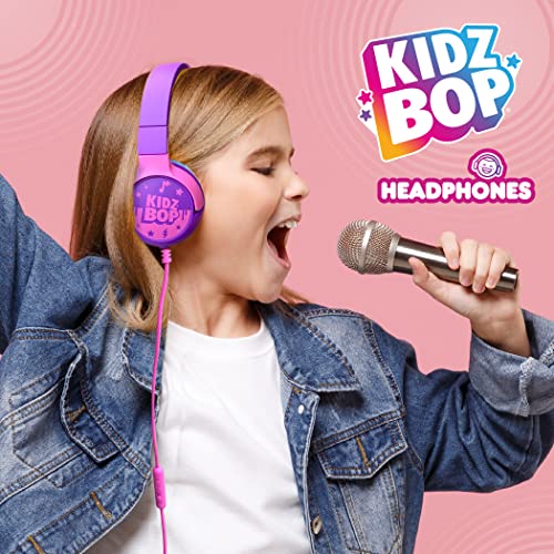 Kidz Bop Wired Headphones for Kids | Microphone | 3.5mm Plug | Volume Limiting 85dB/94dB | Soft Pads | Adjustable | School Use | Christmas 2022 Present | Gift 3 4 5 6 7 8+ Year Old Girls Boys Toddlers