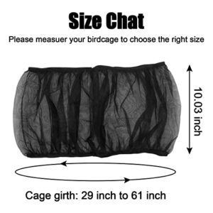 2 Pieces Large Adjustable Bird Cage Cover Seed Feather Catcher Birdcage Nylon Mesh Net Cover Soft Skirt Guard for Parakeet Macaw African Round Square Cage (61 x 10 Inch in Circumference and Width)